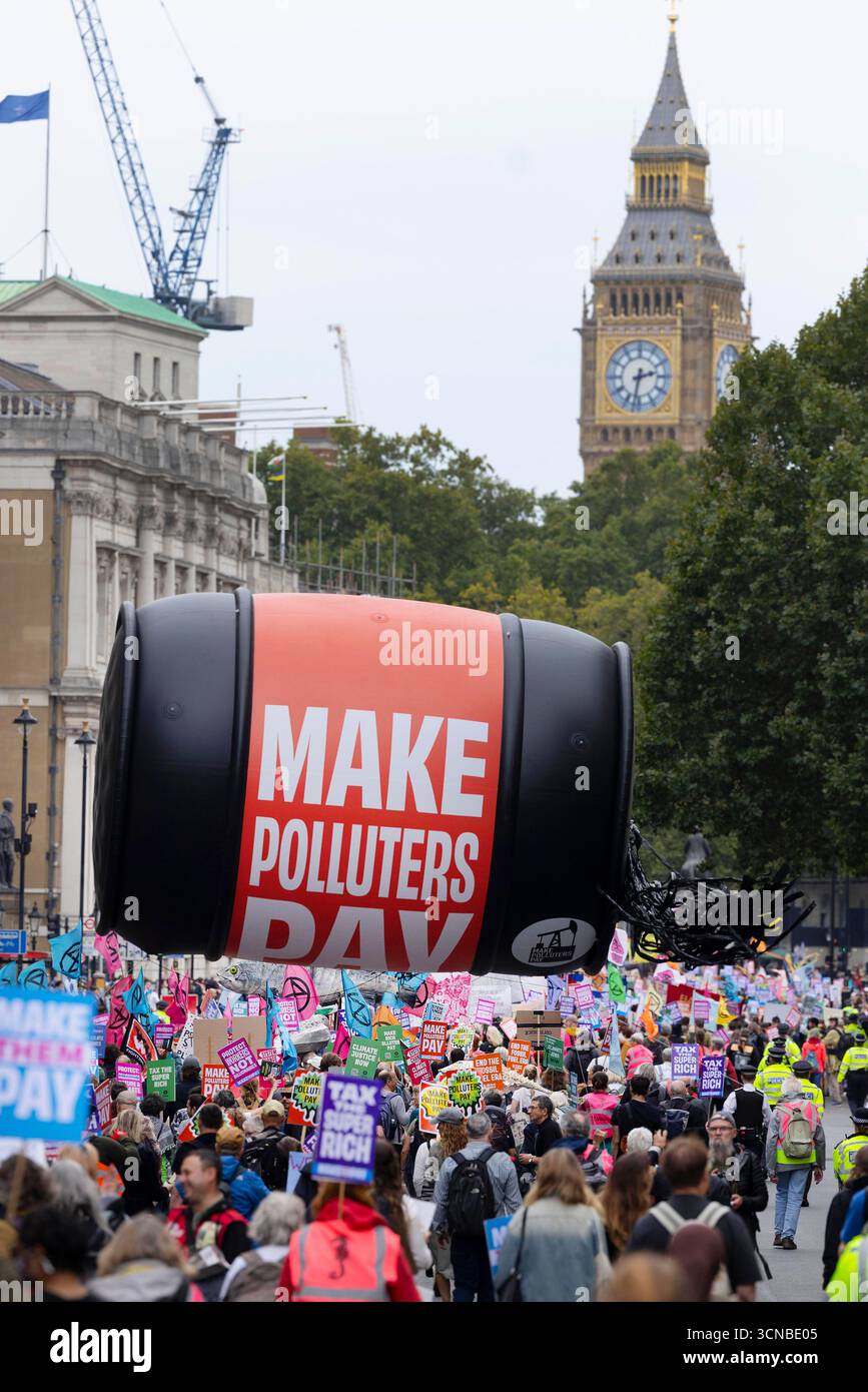 EDITORIAL USE ONLY General view of a giant blimp, unveiled by activists ...