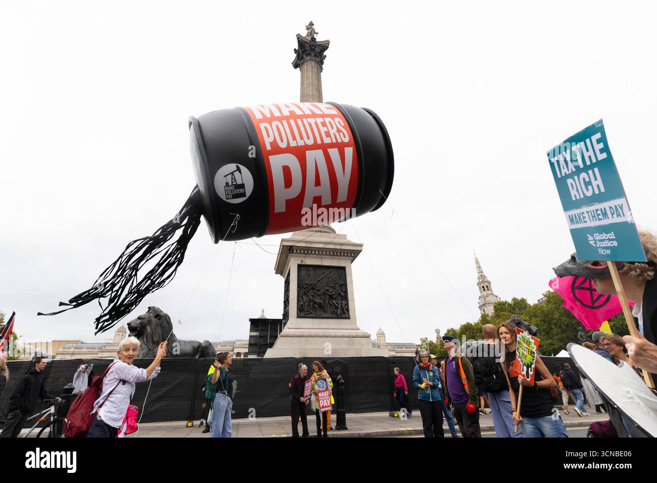 EDITORIAL USE ONLY General view of a giant blimp, unveiled by activists ...