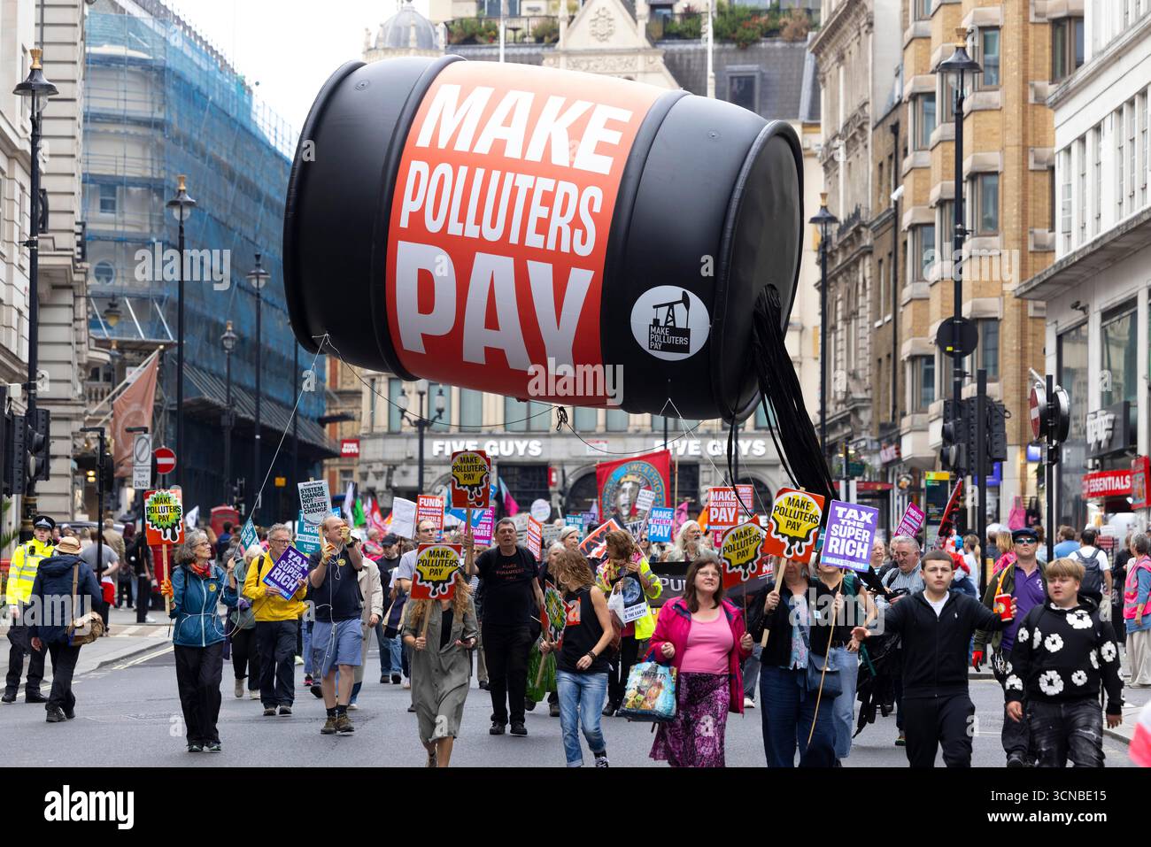 EDITORIAL USE ONLY General view of a giant blimp, unveiled by activists ...