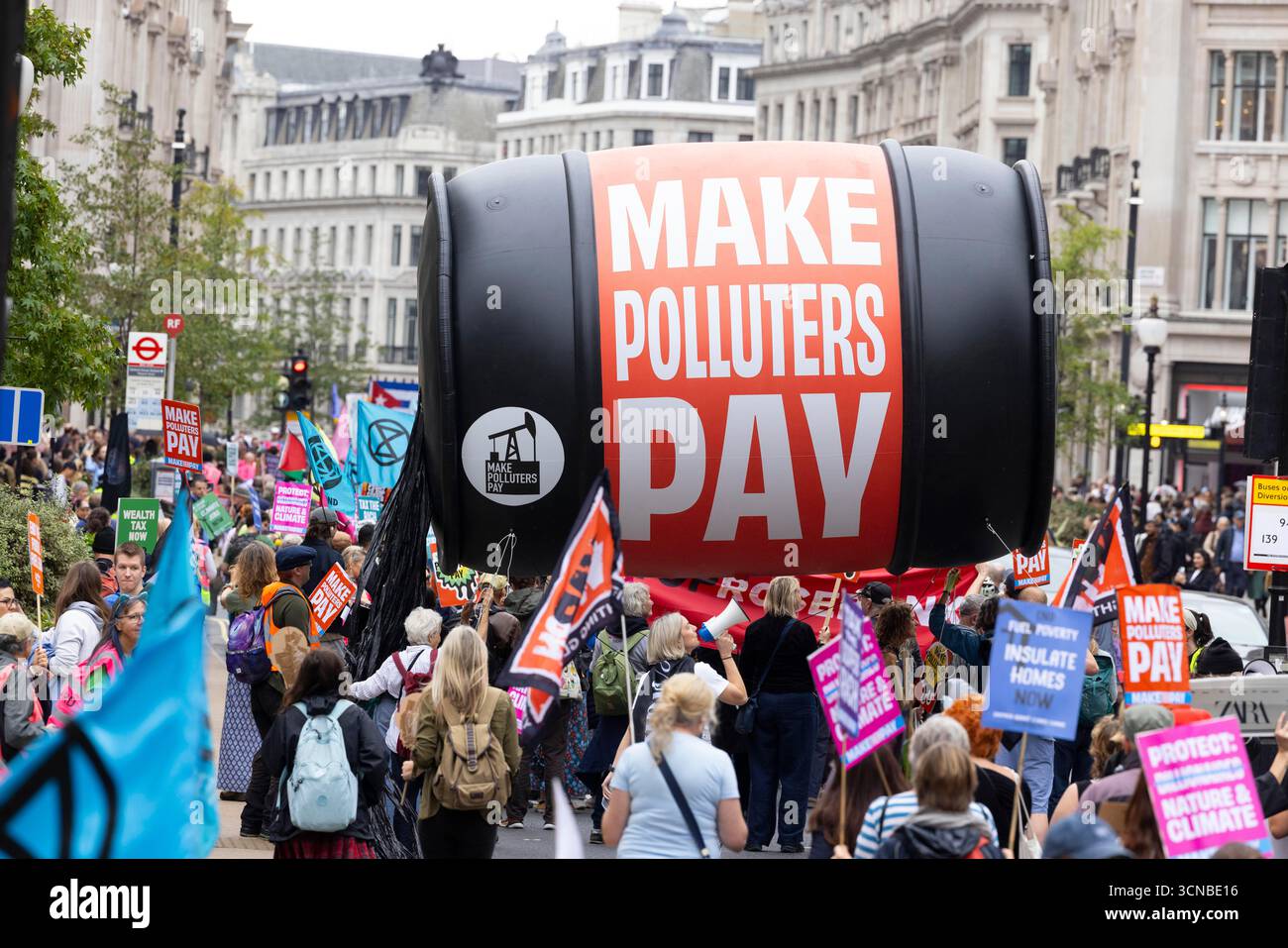 EDITORIAL USE ONLY General view of a giant blimp, unveiled by activists ...