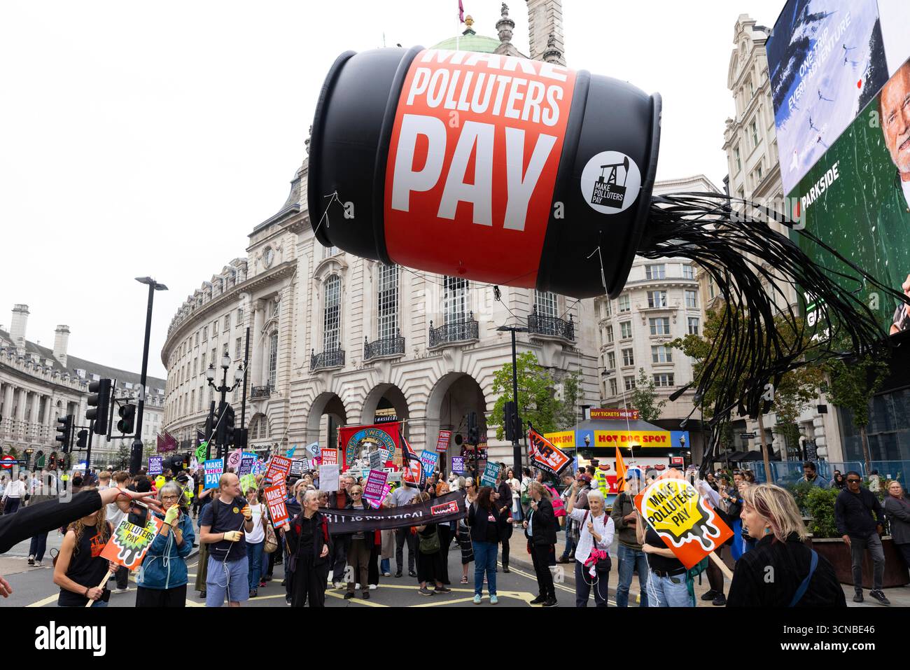 EDITORIAL USE ONLY General view of a giant blimp, unveiled by activists ...