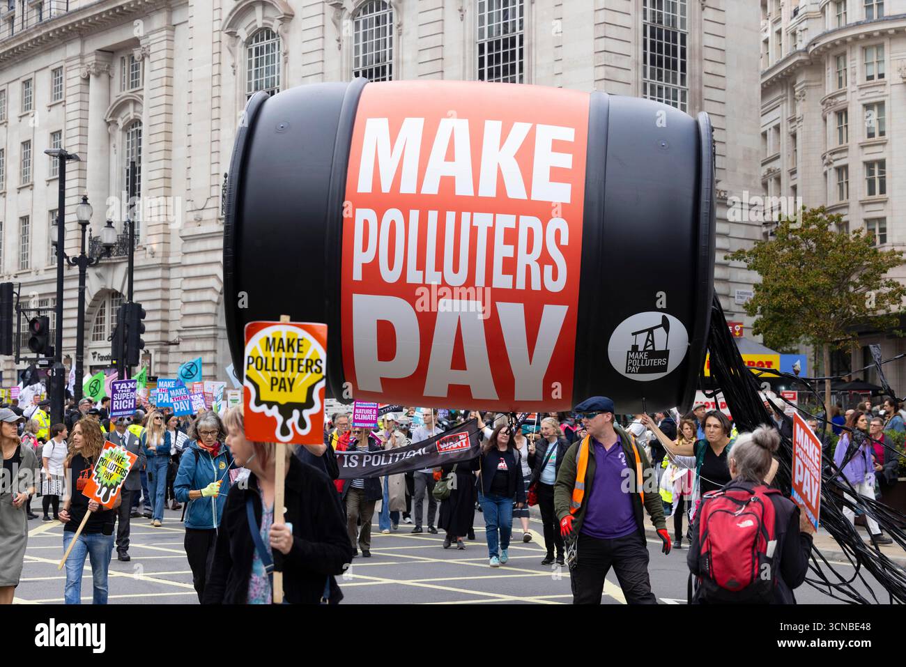 EDITORIAL USE ONLY General view of a giant blimp, unveiled by activists ...
