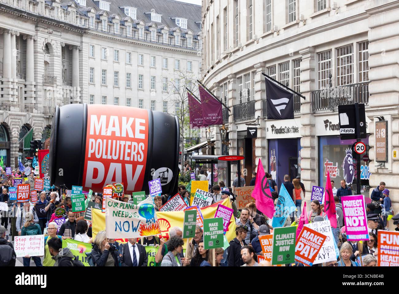 EDITORIAL USE ONLY General view of a giant blimp, unveiled by activists ...