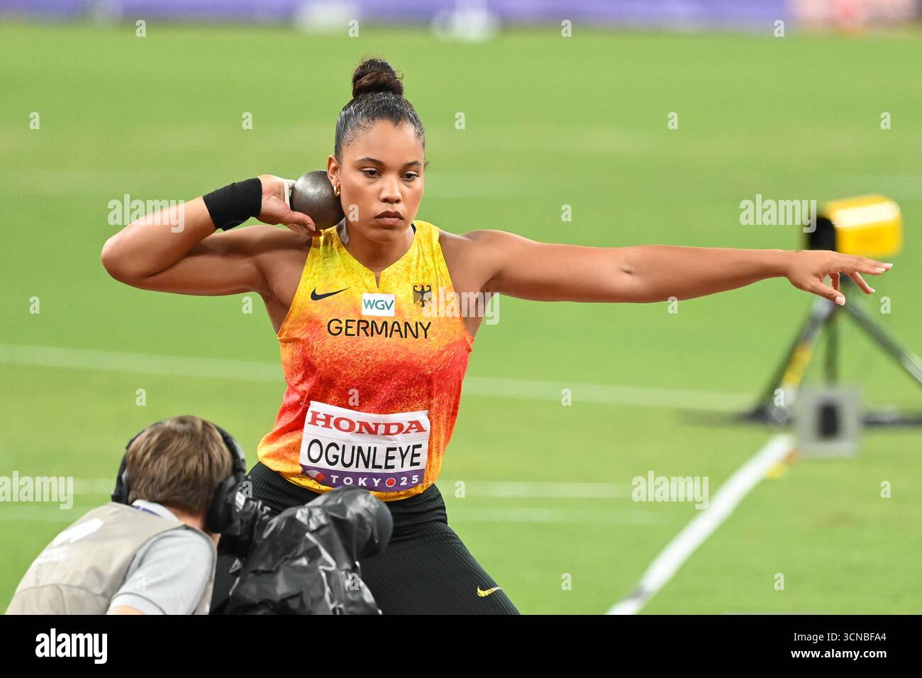 Yemisi Ogunleye (Germany) during the shot put final during the World ...