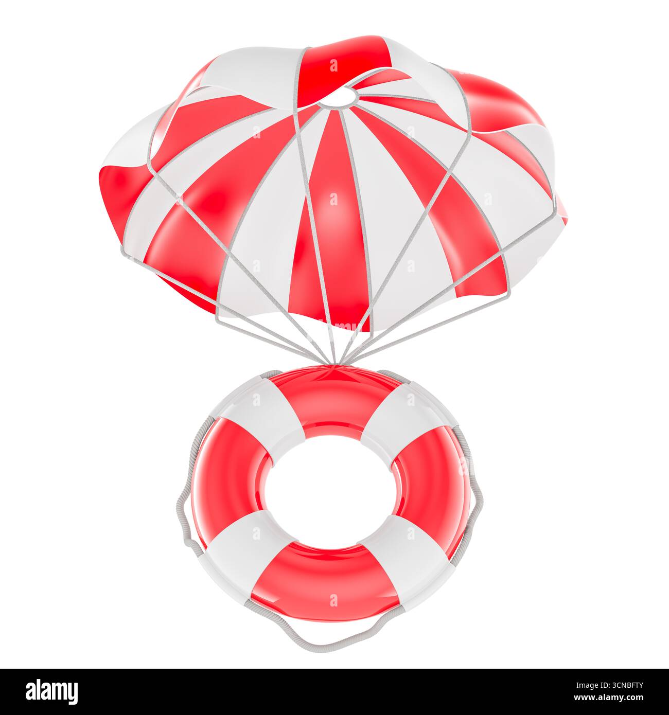Lifebuoy with parachute. Rescue, safety and emergency support, concept ...