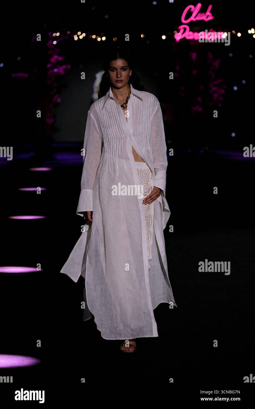 Madrid, Spain. 20th Sep, 2025. A model walks the runway in a Spring ...