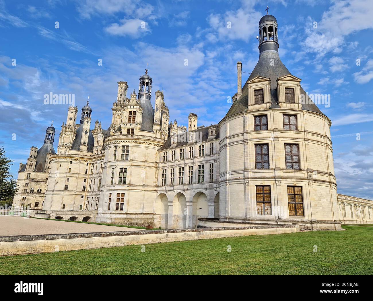 Chateau de Chambord architectural details. Majestic medieval castle in ...