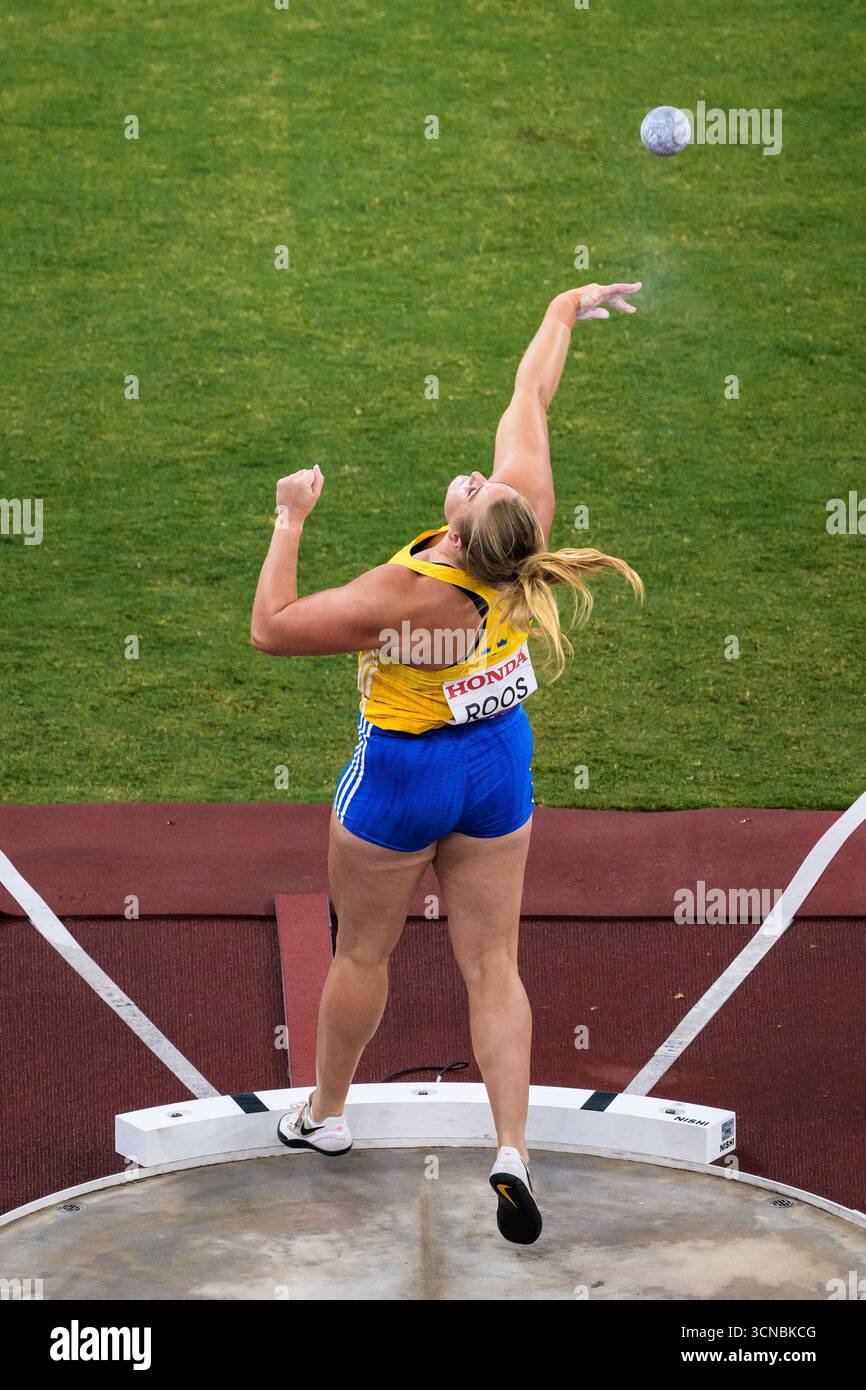 250920 Fanny Roos of Sweden competes in women's shot put final during ...