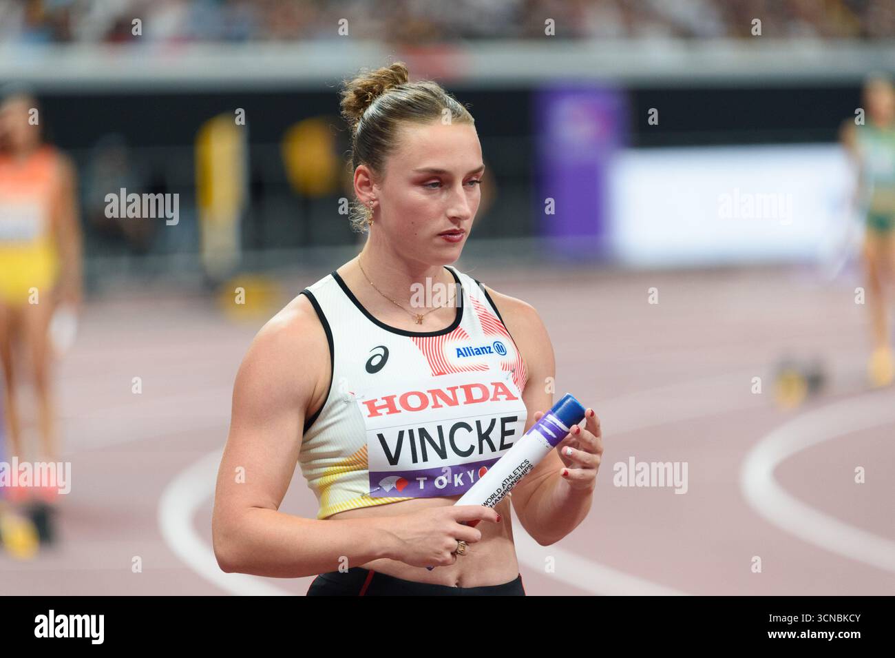 Rani Vincke (Belgium) before the 4x100 metres relay heats race during ...