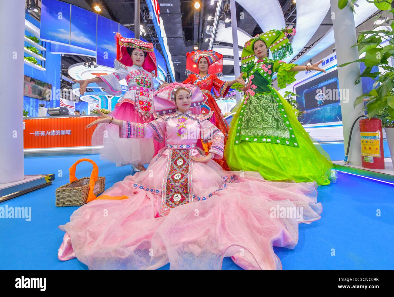 Tourists visit Zhuang ethnic costumes at the 22nd China ASEAN Expo in ...