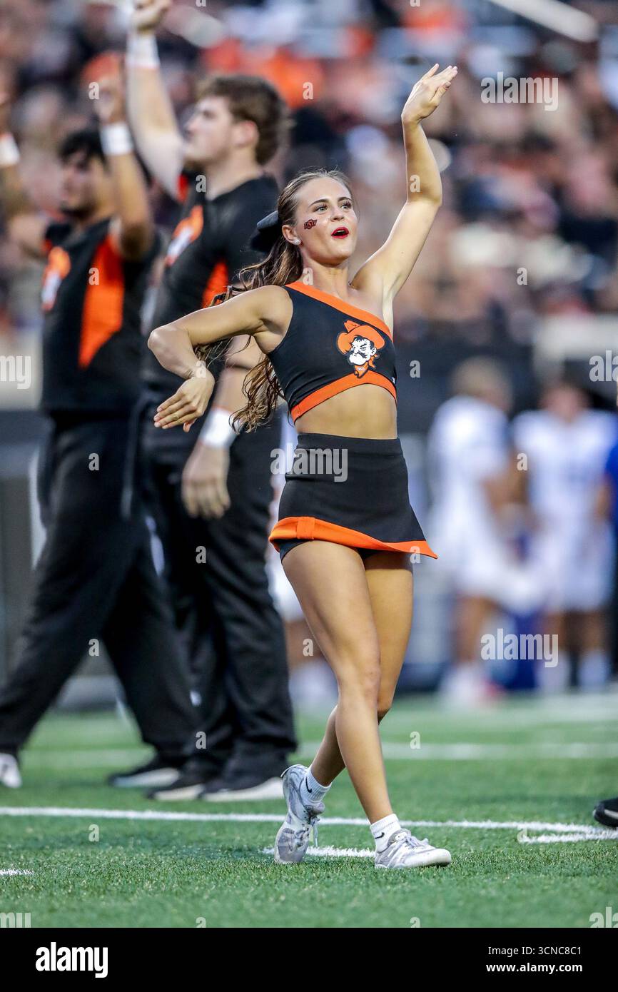 September 19, 2025: An Oklahoma State University cheerleader during a ...