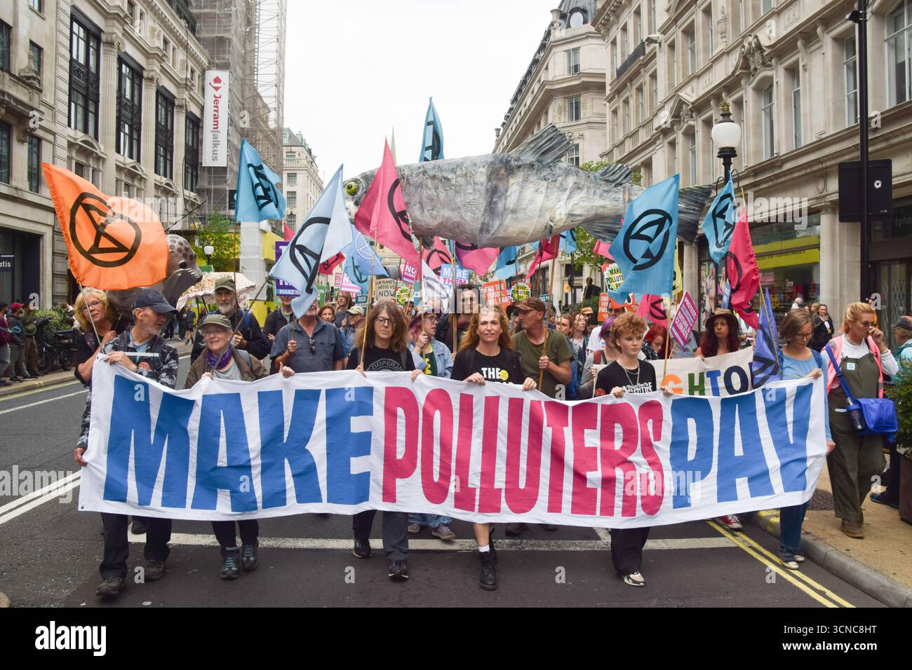 London, UK. 20th September 2025. Protesters pass through Regent Street ...