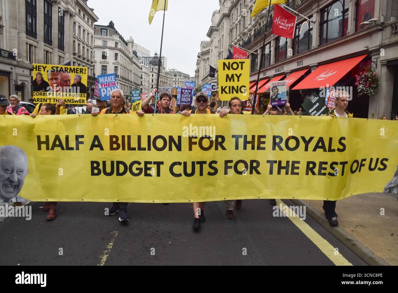 London, UK. 20th September 2025. Protesters pass through Regent Street ...
