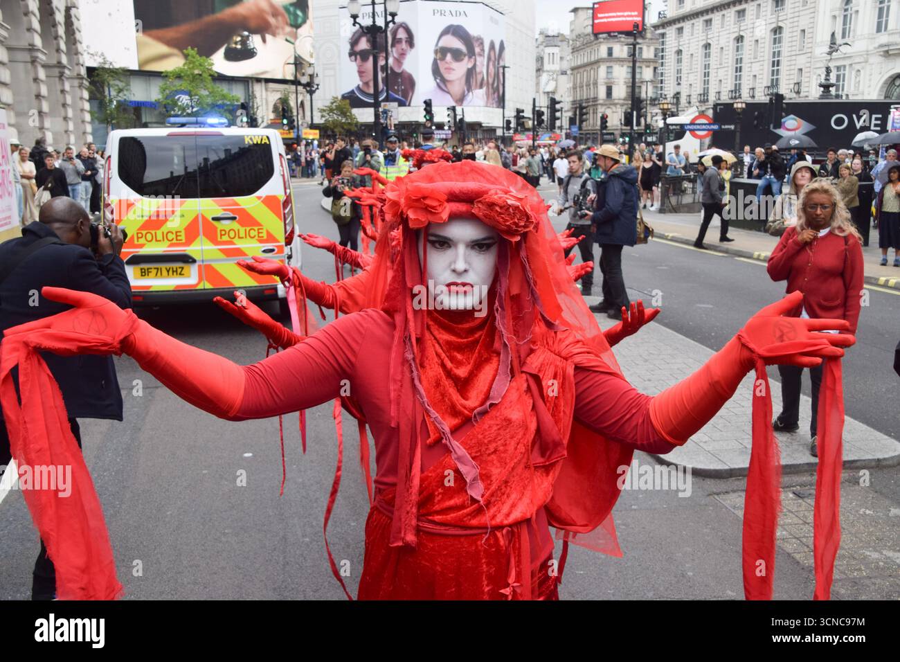 London, UK. 20th September 2025. Extinction Rebellion's Red Rebels join ...