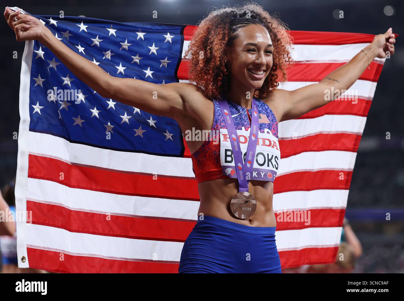 Taliyah BROOKS of the United States celebrates after winning a bronze ...
