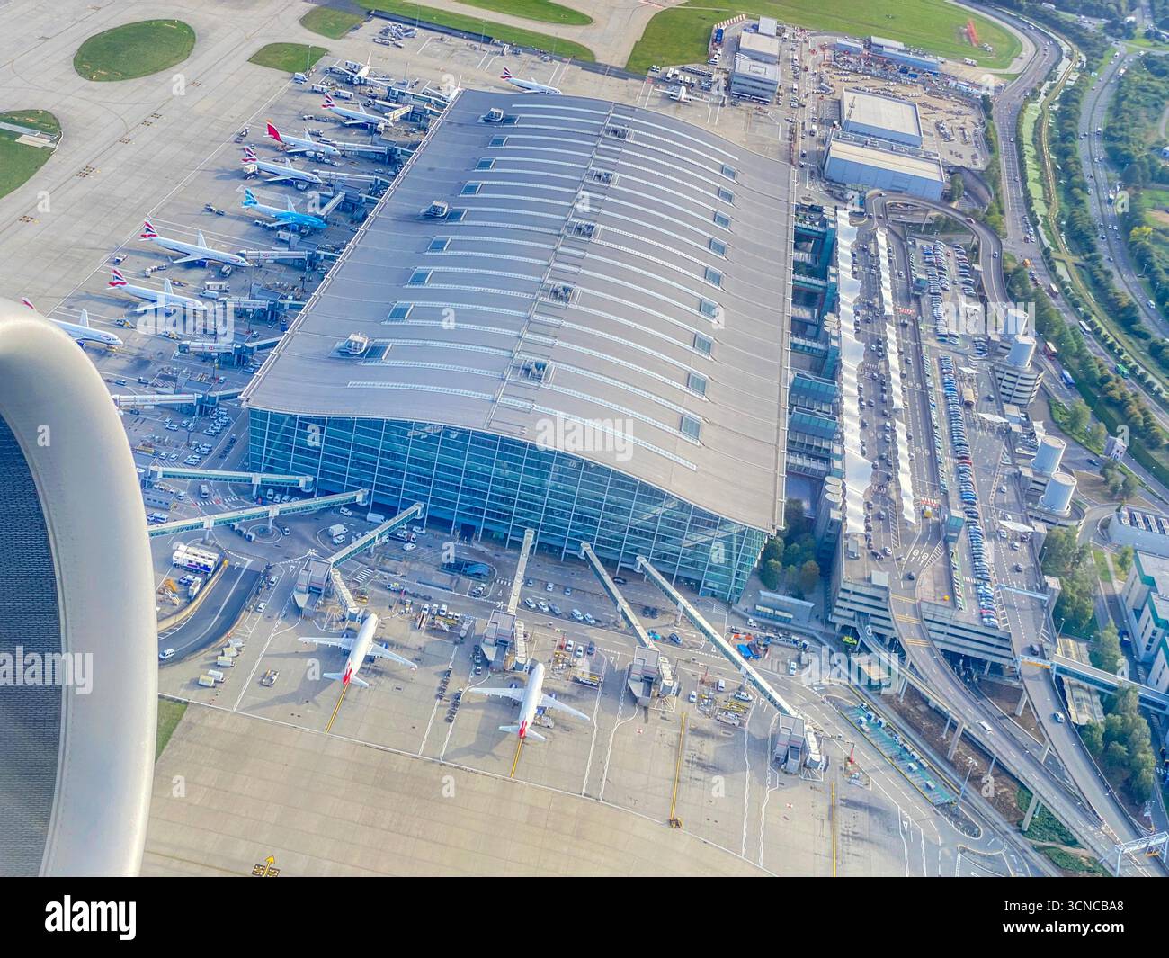 High view of Terminal 5 passenger terminal, known as T5 at London ...