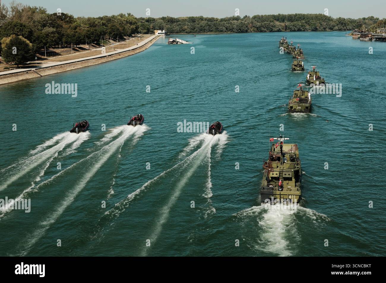 Belgrade, Serbia - 20 September 2025. Serbian navy patrol boats and ...