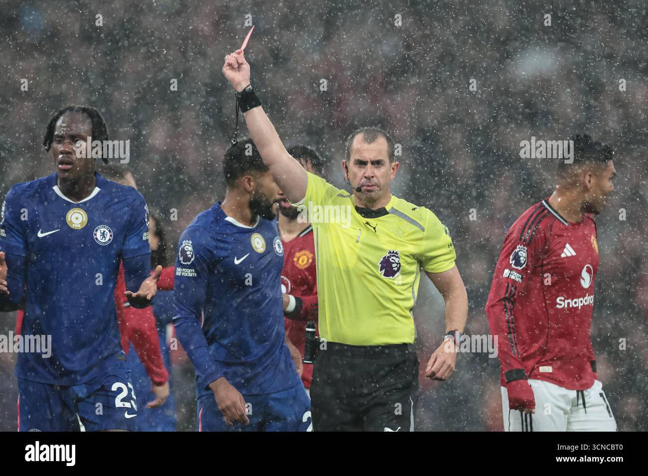 Peter Bankes sends off Robert Sanchez of Chelsea during the Premier ...