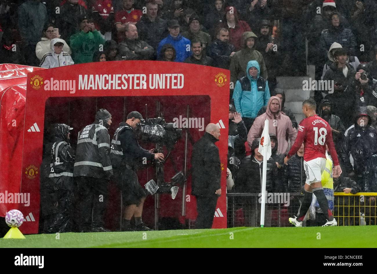 Manchester United's Casemiro leaves the field after being shown a ...