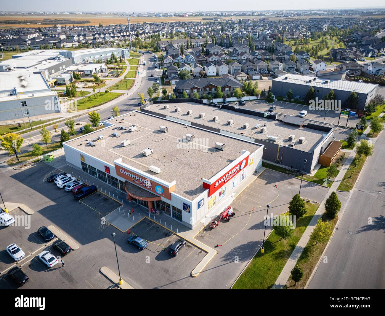 Aerial view of Hampton Village in Saskatoon, Saskatchewan, showing ...
