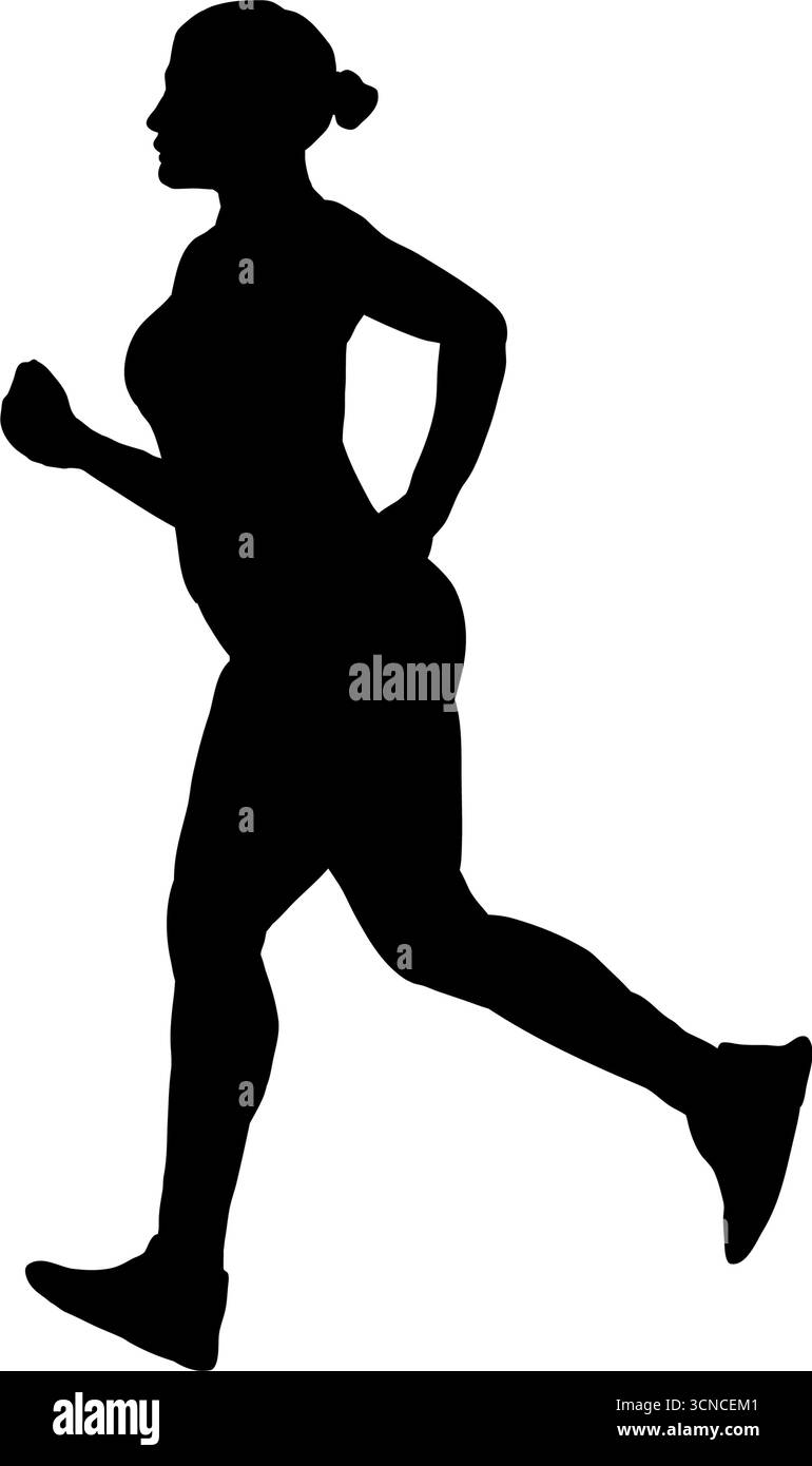 Running woman silhouette, vector illustration Stock Vector Image & Art ...