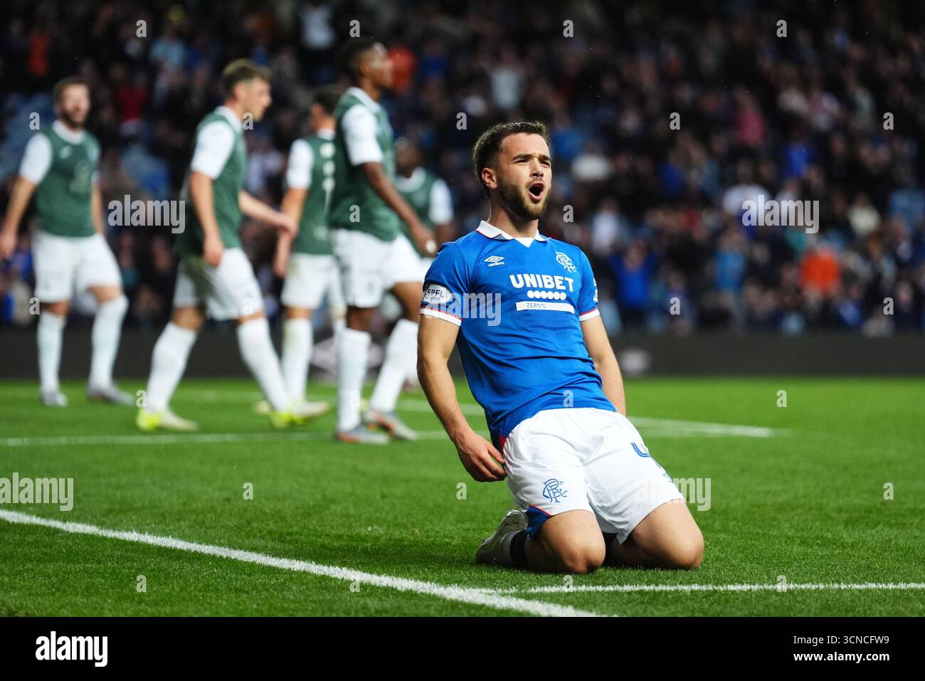 Rangers’ Nicolas Raskin celebrates scoring their side's first goal of ...