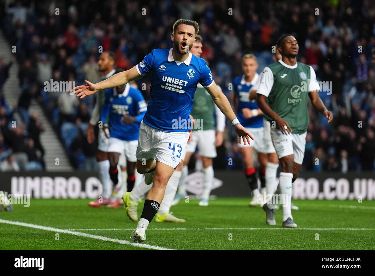 Rangers’ Nicolas Raskin celebrates scoring their side's first goal of ...