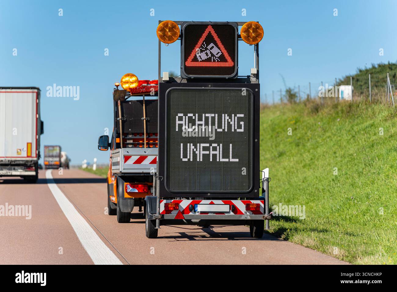 Germany - September 19, 2025: PHOTOMONTAGE, An electronic traffic sign ...