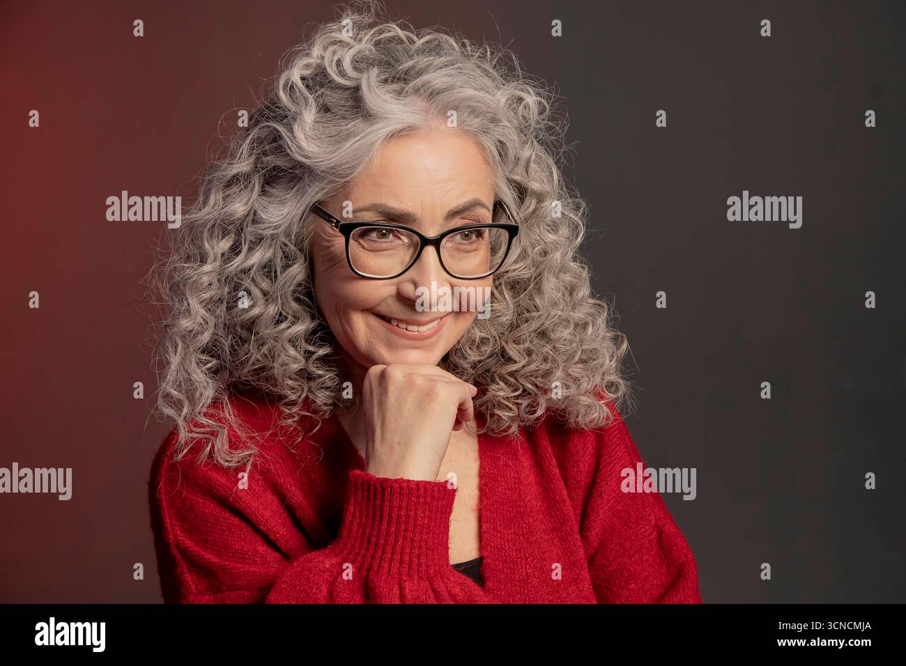 Woman curly hair glasses hi-res stock photography and images - Alamy
