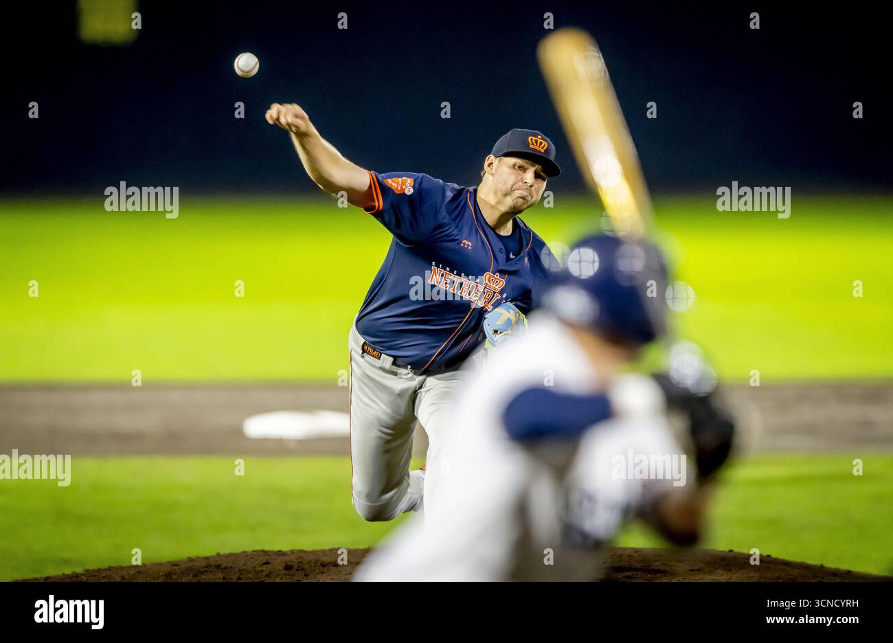 ROTTERDAM - Dutch baseball player Tom De Blok in action against Great ...