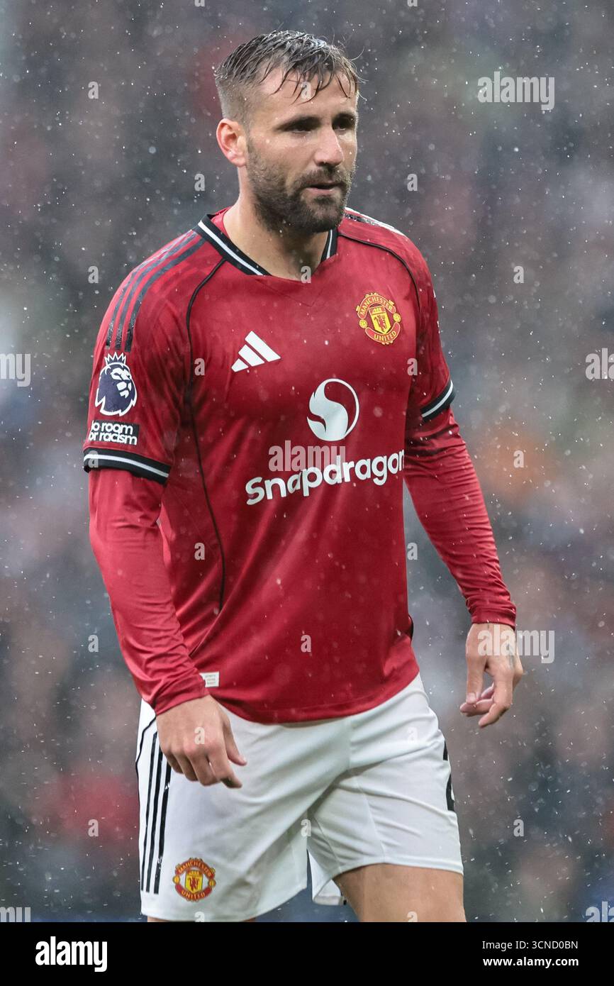 Luke Shaw of Manchester United during the Premier League match ...