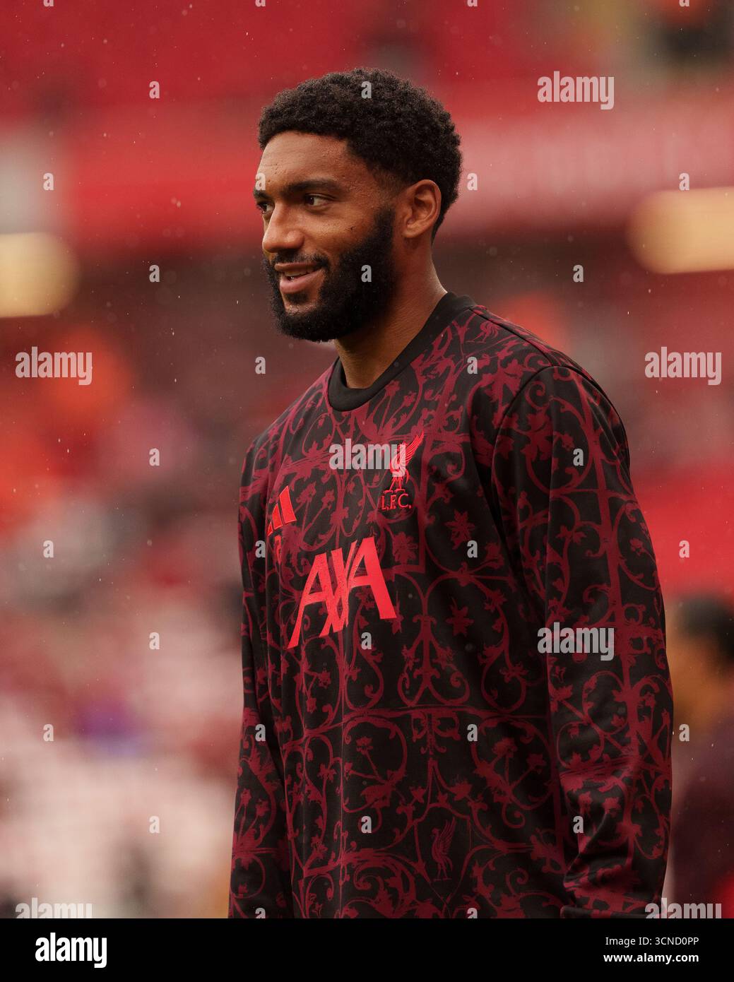 Liverpool's Joe Gomez warms up during the Premier League match between ...