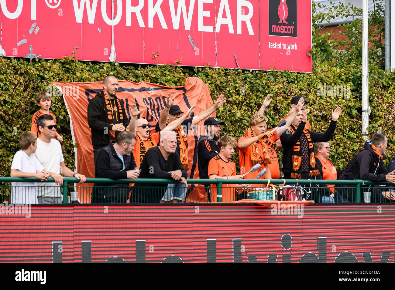 Hvidovre, Denmark. 20th, September 2025. Football fans of Hilleroed ...