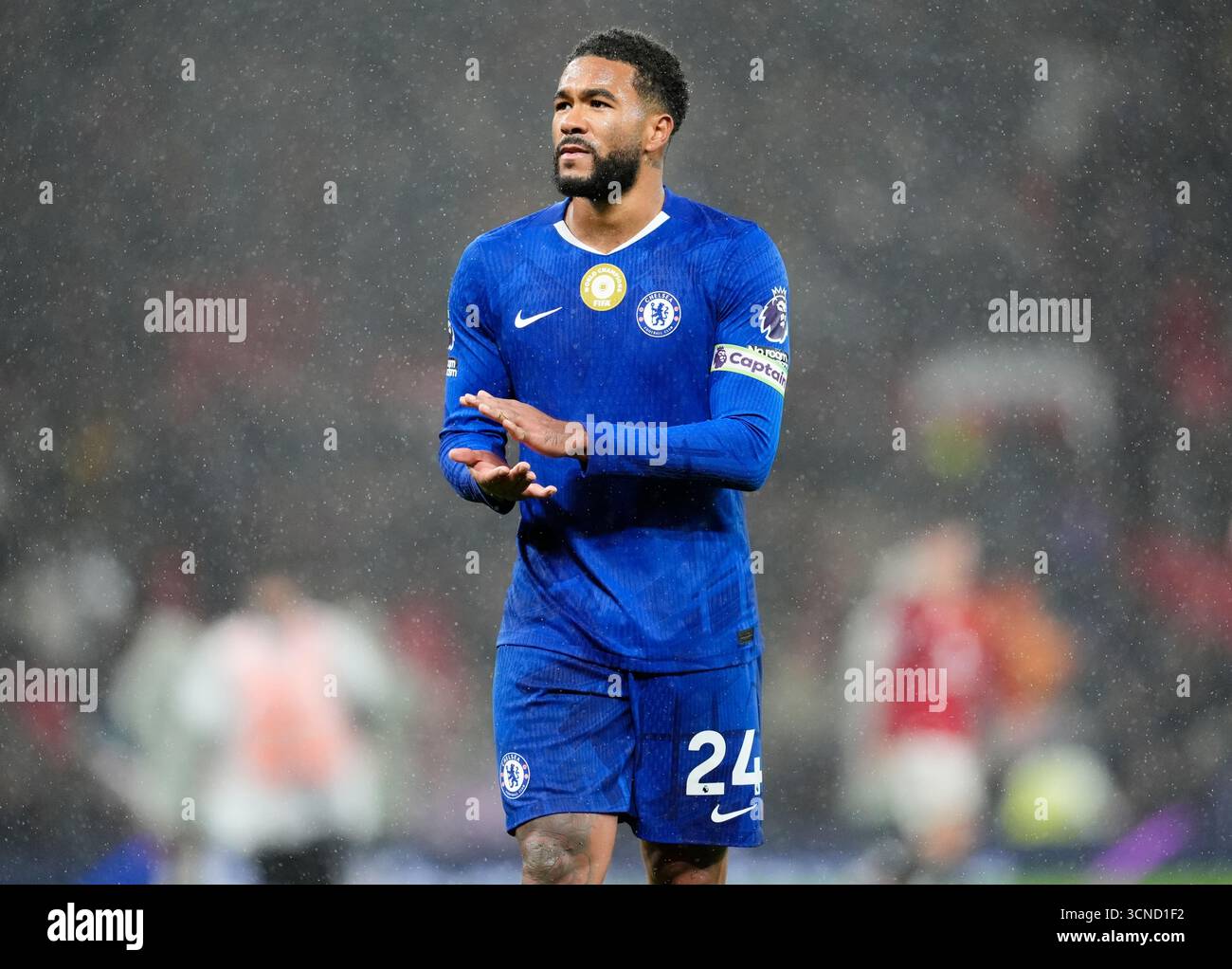 Chelsea's Reece James applauds the fans after the Premier League match ...