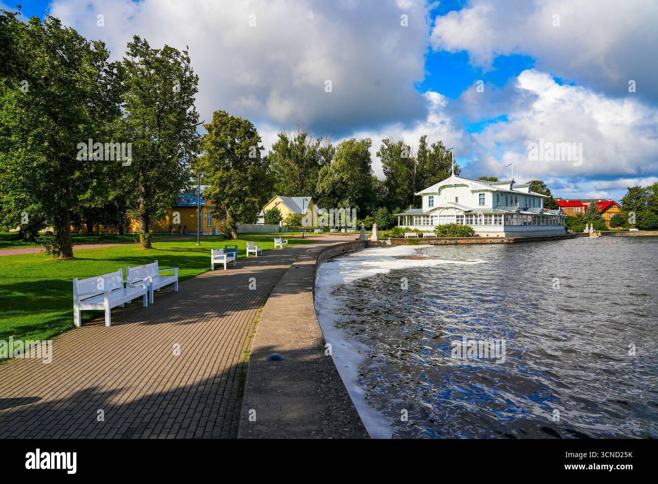 Haapsalu Kuursaal (spa hall) on a waterfront promenade along the Baltic ...