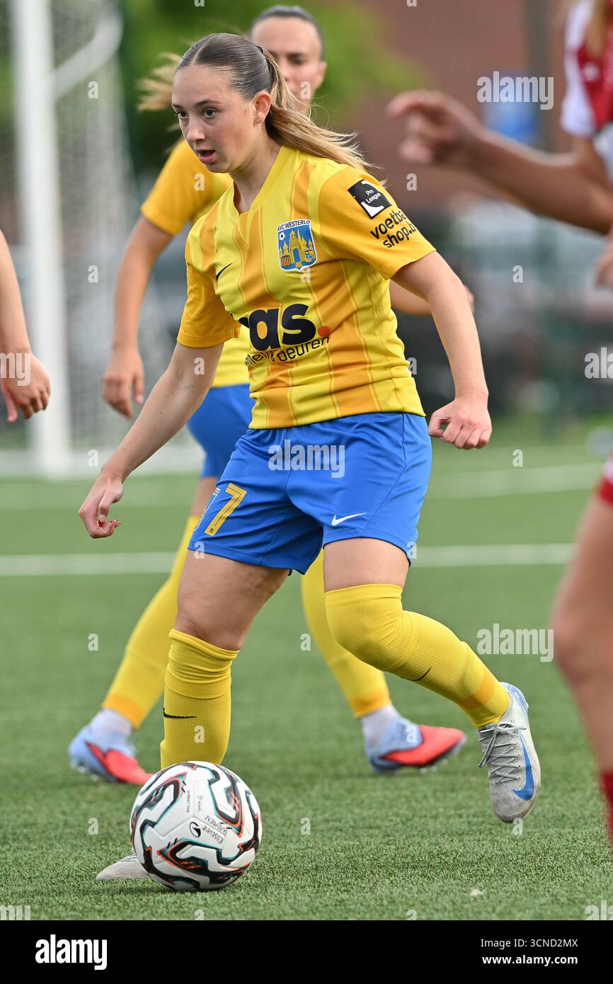 Emma Priem (7) of Westerlo pictured during a female soccer game between ...