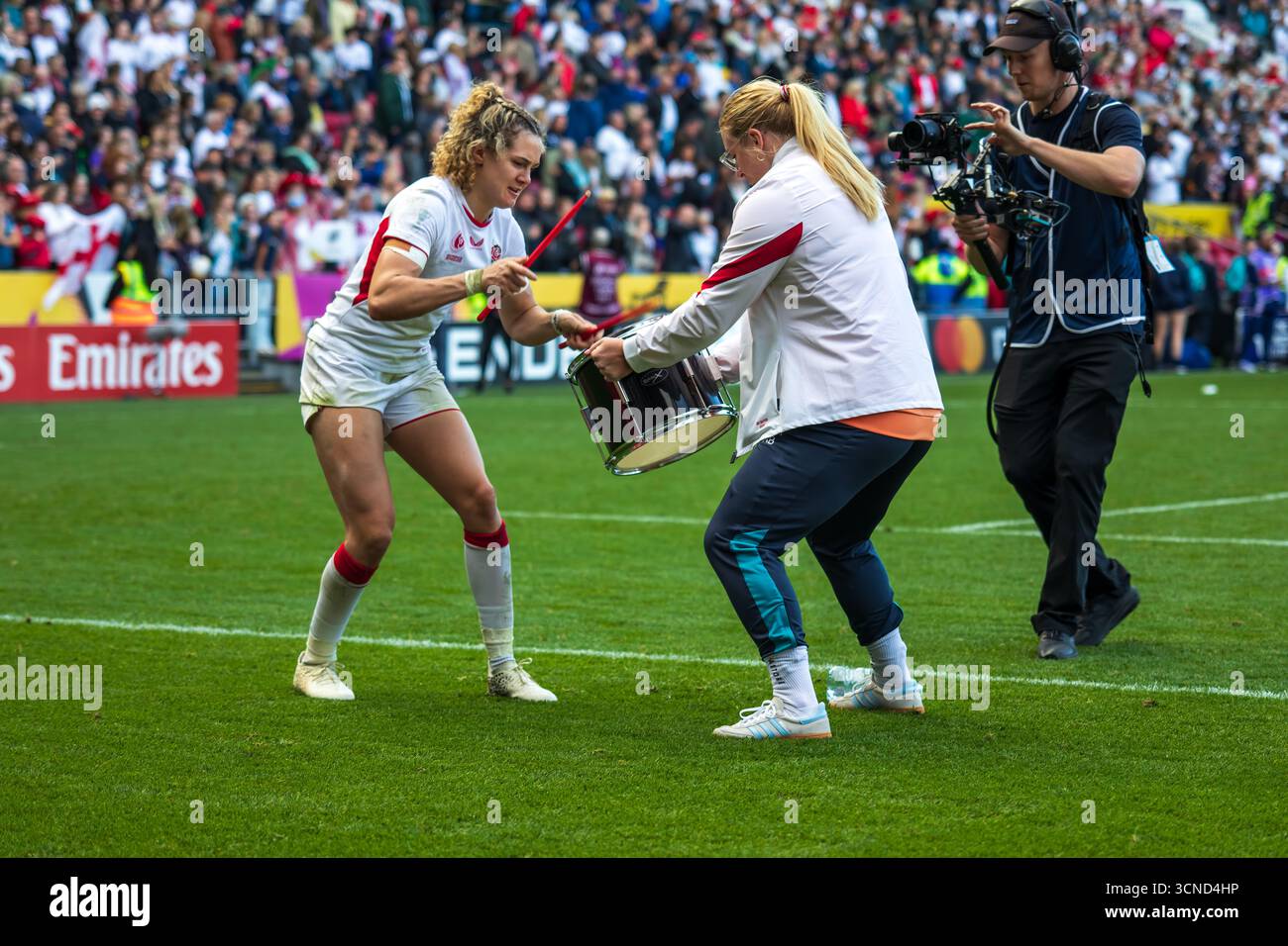 Bristol, UK, 20th September 2025 England's Abi Burton holds a drum for ...