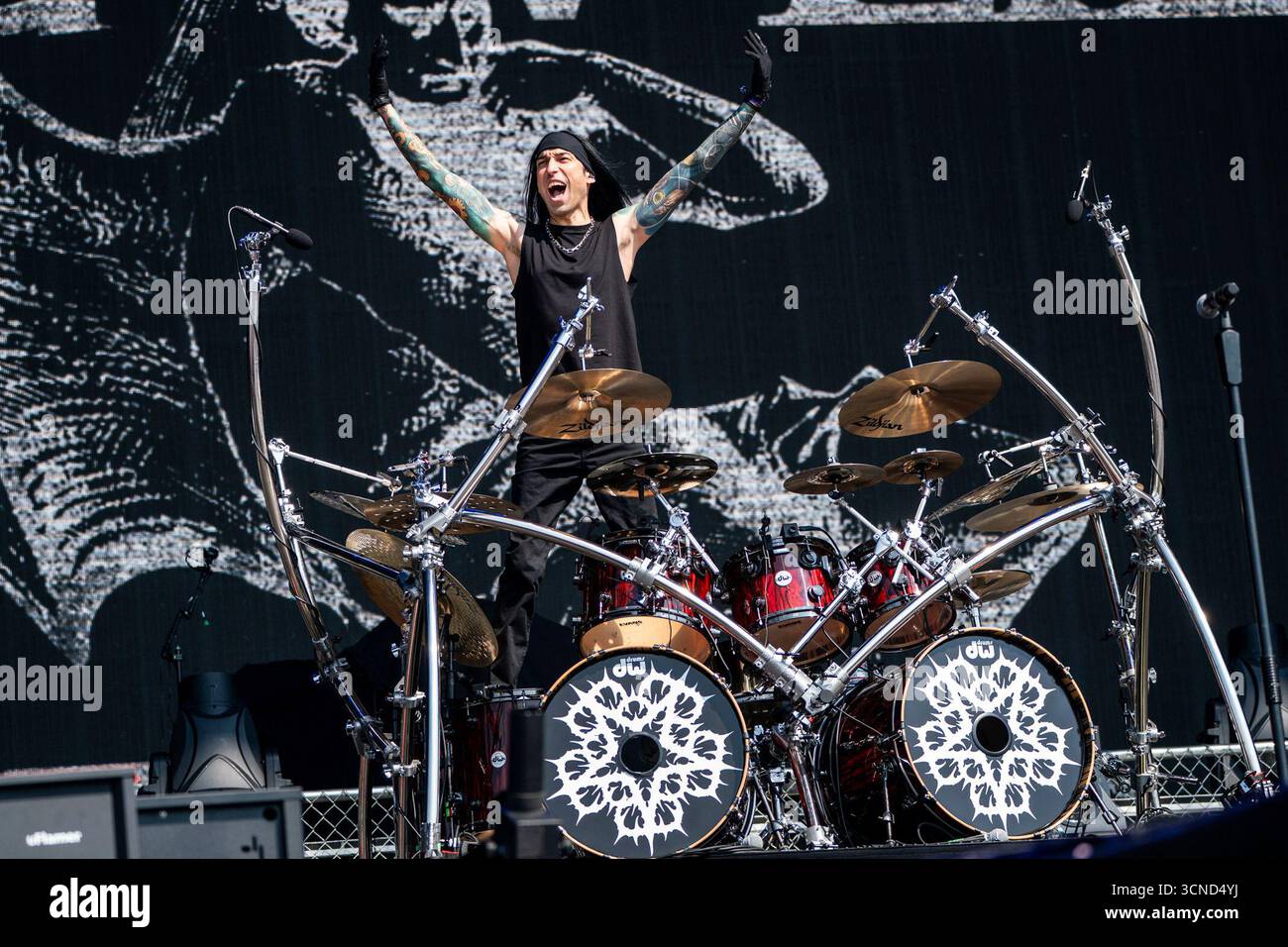 Christian Coma of Black Veil Brides performs at the Louder Than Life music festival seen on ...