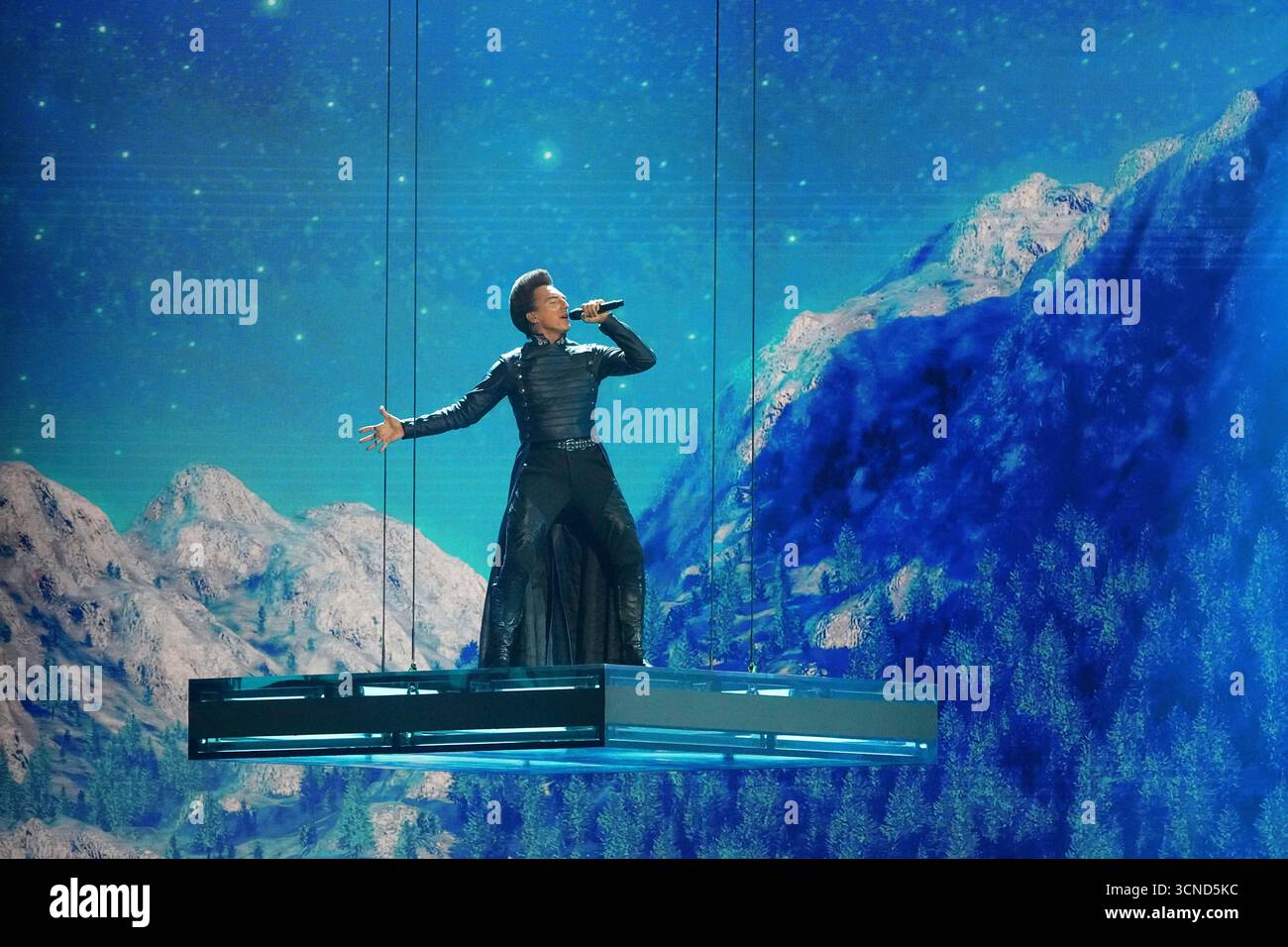 Serbia's Slobodan Trkulja performs the song "Three Little Roses" at the ...