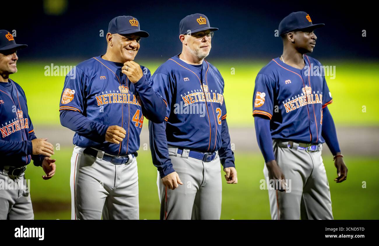 ROTTERDAM - Dutch baseball players in action against Great Britain's ...