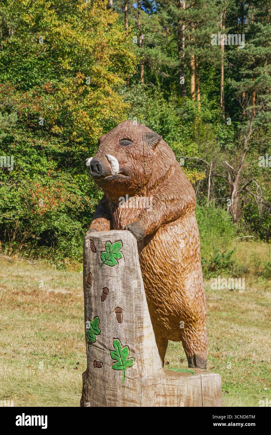 Carved wood boar statue hi-res stock photography and images - Alamy