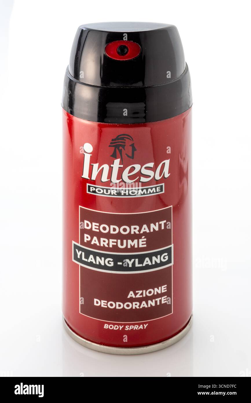 Italy - September 20, 2025: Intesa pour homme deodorant perfume body ...