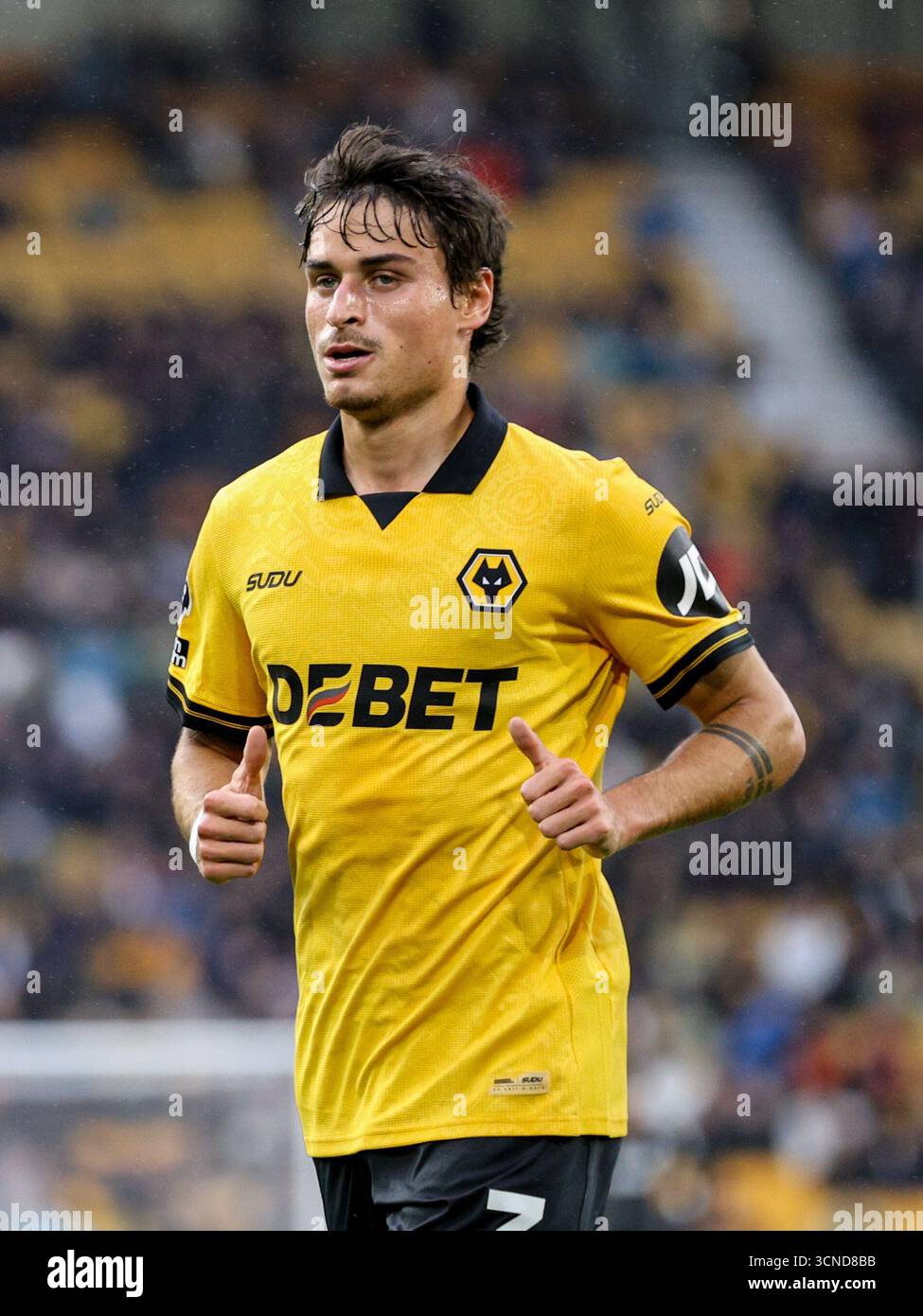 Hugo Bueno (3 Wolves) in action during the Premier League football match between Wolverhampton ...