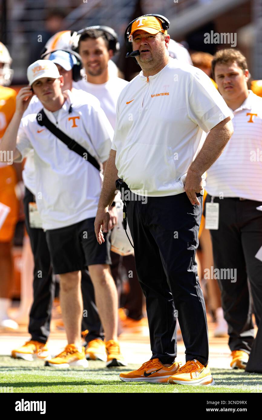 Tennessee head coach Josh Heupel watches during the second half of an ...