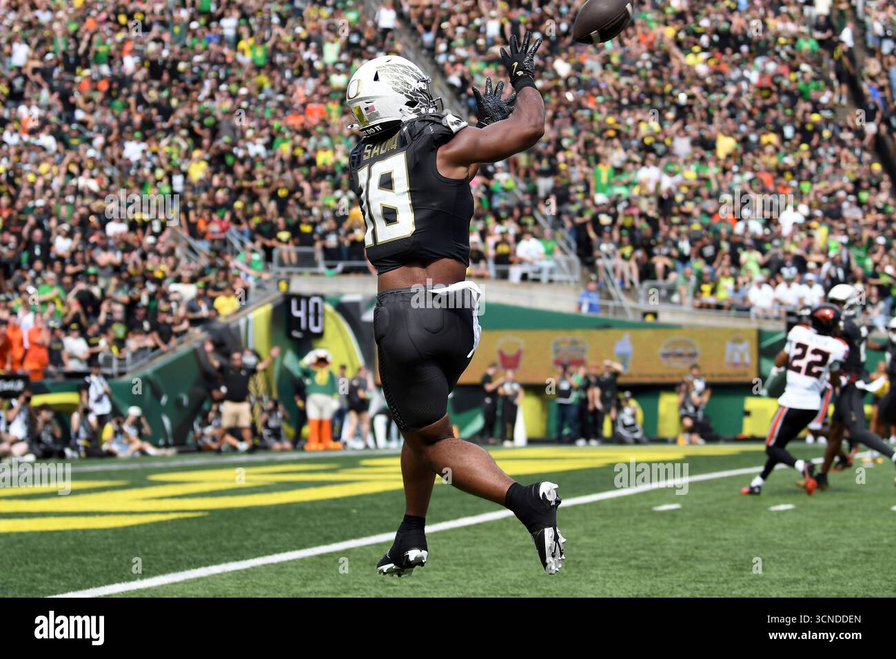 EUGENE, OR - SEPTEMBER 20: Oregon Ducks tight end Kenyon Sadiq (18 ...