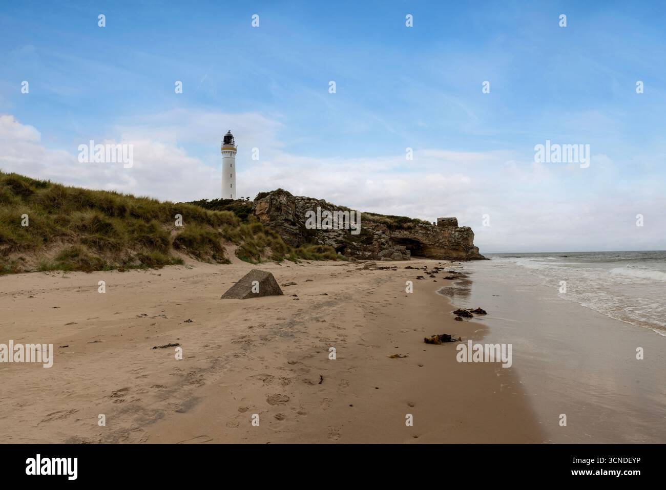 The historic Covesea Lighthouse, an iconic white tower designed by Alan ...