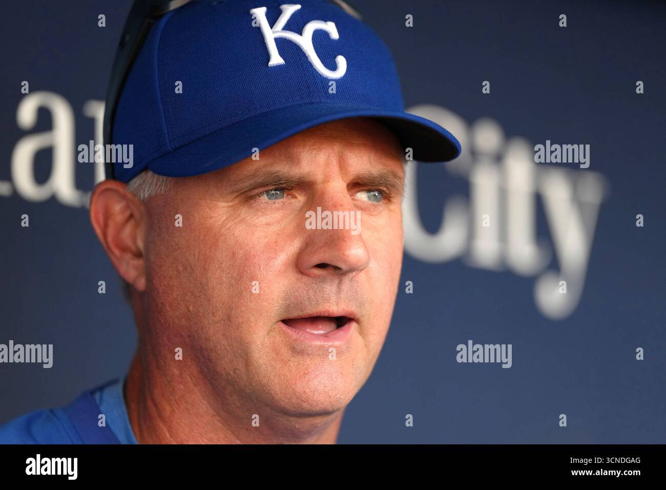 Kansas City Royals manager Matt Quatraro talks to reporters prior to a ...