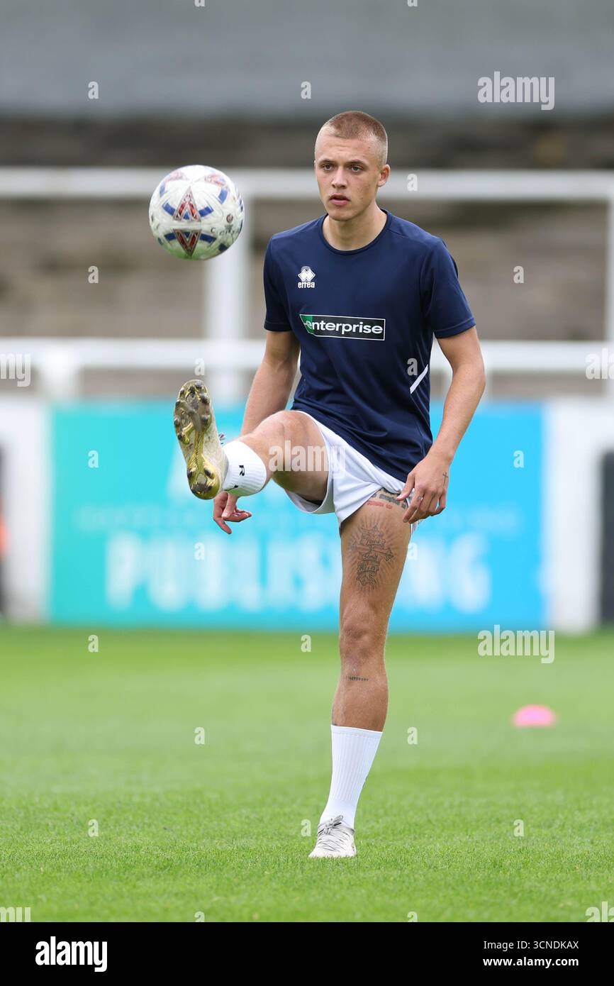 Archie Tamplin, of Chelmsford City, during the pre-match warm up of the ...