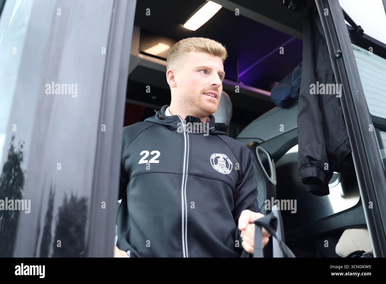 Jack Barham, of Chelmsford City, stepping out the coach after arriving ...