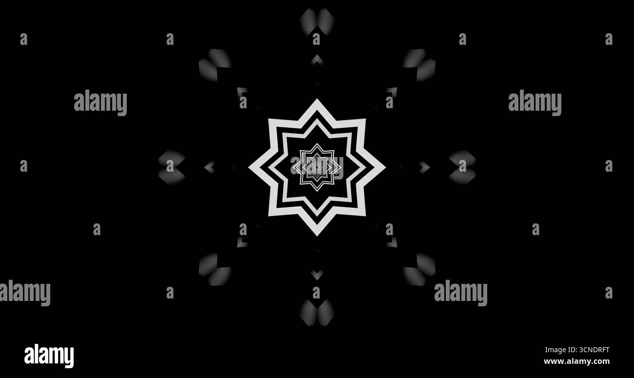 A detailed and intricate star pattern emerges in black and white ...